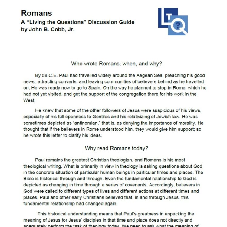 Romans - Bible Study by John B. Cobb, Jr. - Living the Questions